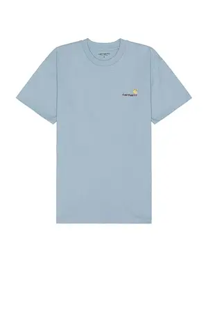 Carhartt Work In Progress Carhartt Wip Short Sleeve American Script T-shirt In Black Frosted Blue