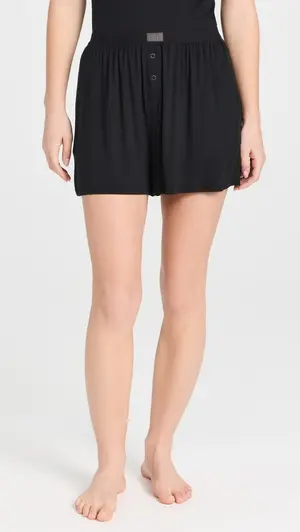 Lunya Soft Modal Rib Tee Shorts Set - Immersed Black