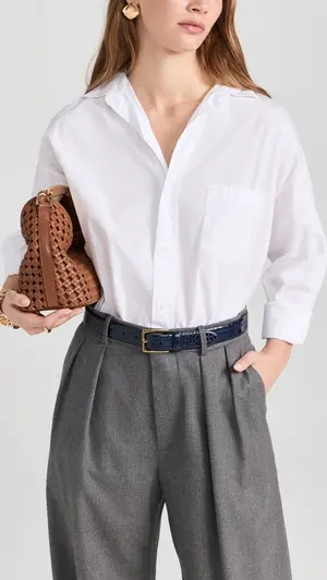 Anderson's Narrow Mock Croc Print Belt - Navy