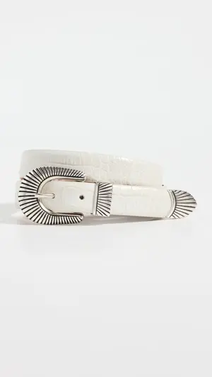 Anderson's Narrow Western Mock Croc Belt - Taupe
