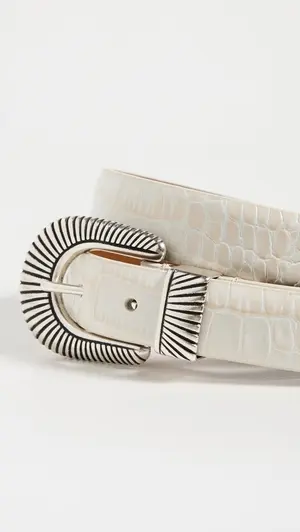 Anderson's Narrow Western Mock Croc Belt - Taupe