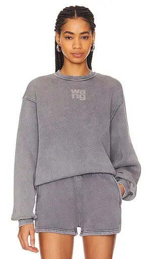 Alexander Wang Essential Crew Sweatshirt In Grey
