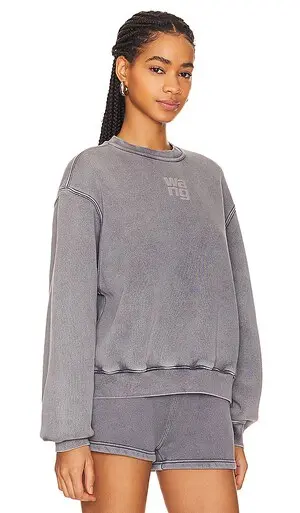 Alexander Wang Essential Crew Sweatshirt In Grey