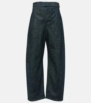 LEMAIRE High-rise Barrel-leg Jeans In Denim Indigo