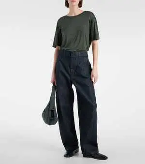 LEMAIRE High-rise Barrel-leg Jeans In Denim Indigo