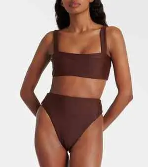 Jade Swim Incline High-rise Bikini Bottoms - Brown