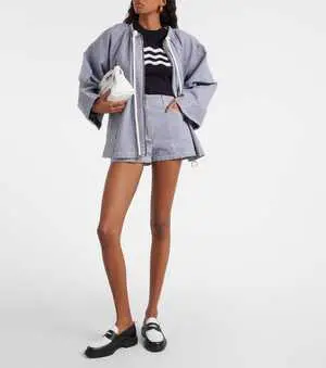 PATOU Striped High-rise Denim Shorts