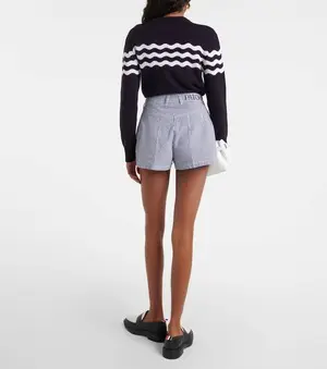 PATOU Striped High-rise Denim Shorts