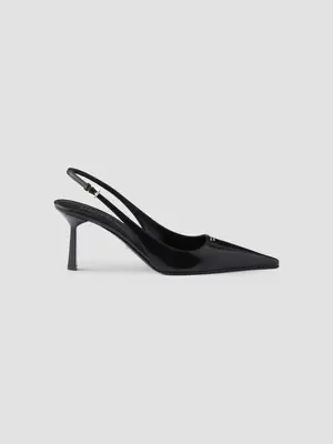 Prada Brushed Leather Slingback Pumps - Black