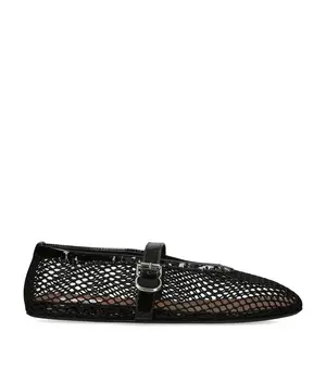 Alaïa Leather Mesh Ballet Flats - Black