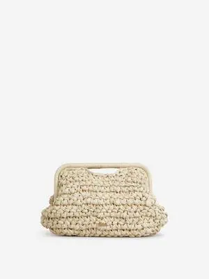 Cult Gaia Raffia Aurora Clutch Bag - Crema