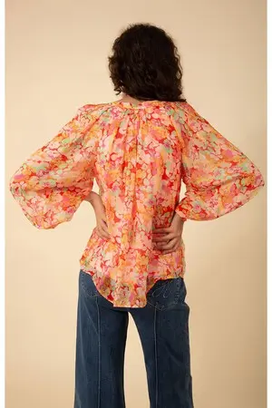 Hale Bob Octavia Chiffon Top - Orange