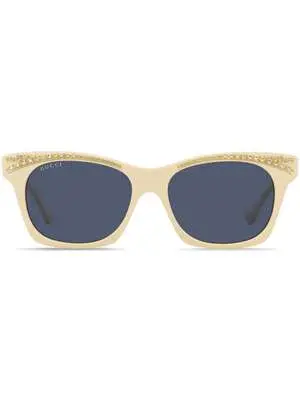 Gucci Gucci Eyewear Crystal-Embellished Wayfarer Sunglasses Neutrals