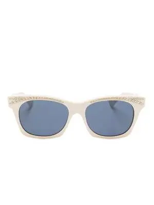 Gucci Gucci Eyewear Crystal-Embellished Wayfarer Sunglasses White