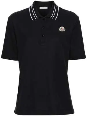 Moncler Logo-patch Cotton Polo Shirt - Black