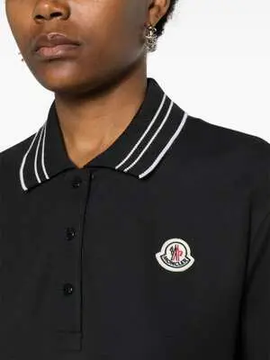Moncler Logo-patch Cotton Polo Shirt - Black