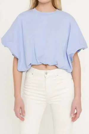 GREY LAB Balloon Silhouette Top In Powder - Blue