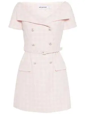 SELF-PORTRAIT Checked Bouclé Minidress