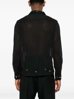 BODE Beaded Framboise Semi-sheer Shirt