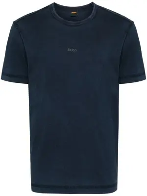 BOSS Logo-rubberised Cotton T-shirt - Blue