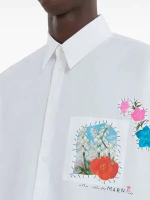 Marni Floral-appliqué Cotton Shirt