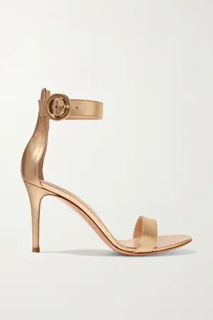 GIANVITO ROSSI Portofino 85 Metallic Leather Sandals - Gold