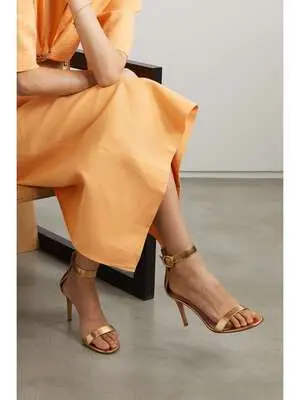 GIANVITO ROSSI Portofino 85 Metallic Leather Sandals - Gold