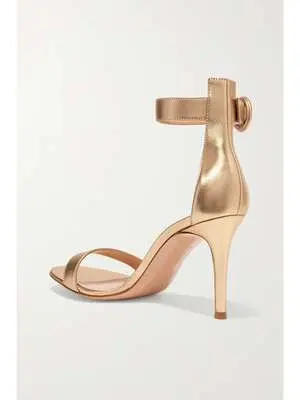 GIANVITO ROSSI Portofino 85 Metallic Leather Sandals - Gold