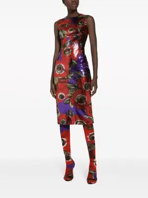 Dolce & Gabbana Anemone-print Sequinned Dress