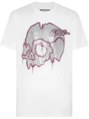 Philipp Plein Dripping Skull Cotton T-shirt - White