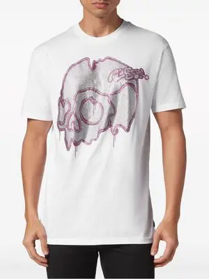 Philipp Plein Dripping Skull Cotton T-shirt - White