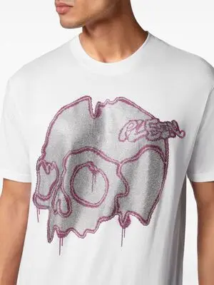 Philipp Plein Dripping Skull Cotton T-shirt - White