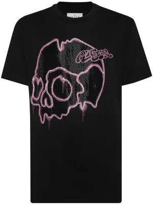 Philipp Plein Dripping Skull Cotton T-shirt - Black