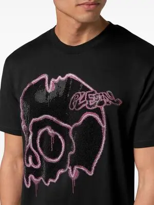 Philipp Plein Dripping Skull Cotton T-shirt - Black