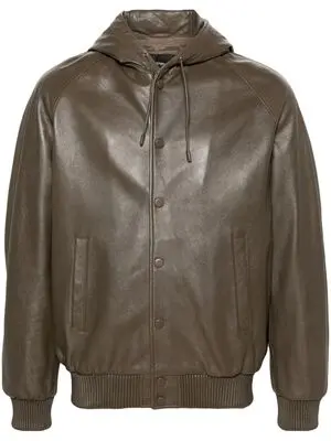 Emporio Armani Hooded Leather Bomber Jacket