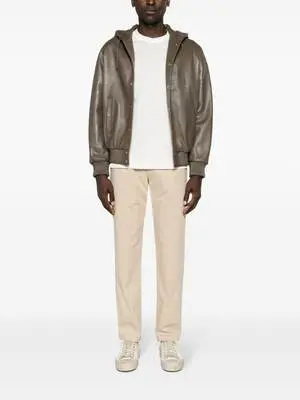 Emporio Armani Hooded Leather Bomber Jacket