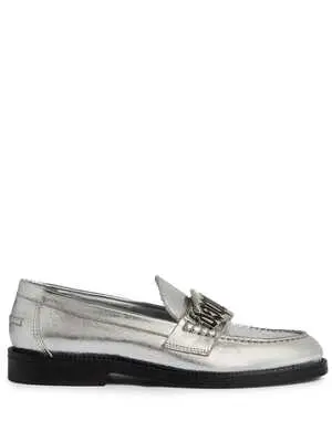 Dsquared2 Metallic Leather Loafers - Silver