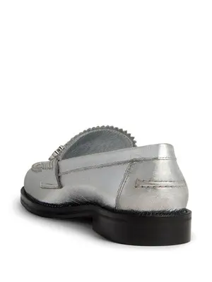 Dsquared2 Metallic Leather Loafers - Silver