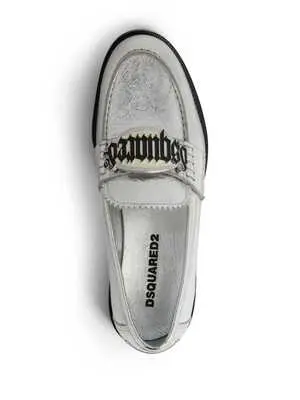 Dsquared2 Metallic Leather Loafers - Silver