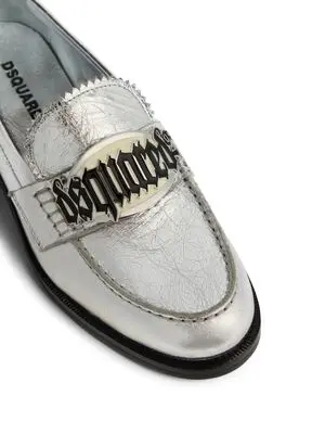 Dsquared2 Metallic Leather Loafers - Silver