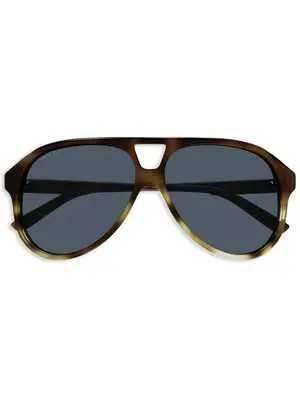 Gucci Interlocking G Pilot-frame Sunglasses - Brown