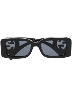 Gucci Interlocking G Rectangle-frame Sunglasses - Black