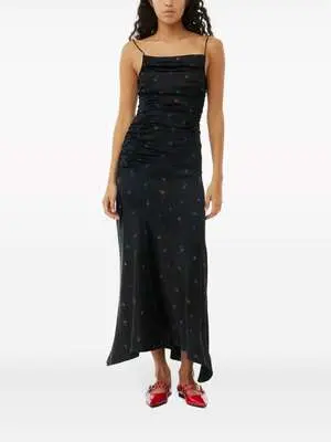 GANNI Ruched Slip Dress