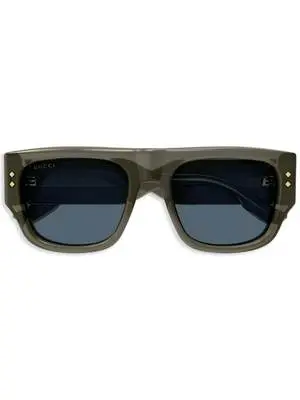 Gucci Logo-engraved Square-frame Sunglasses - Grey