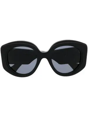 Gucci Interlocking-g Round-frame Sunglasses - Black