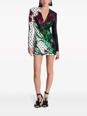 Balmain V-neck Sequined Minidress