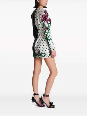 Balmain V-neck Sequined Minidress