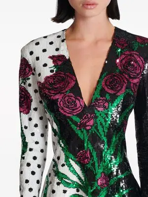 Balmain V-neck Sequined Minidress
