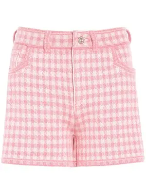 BARRIE Gingham-check Cashmere-blend Shorts - Pink