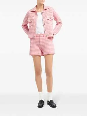 BARRIE Gingham-check Cashmere-blend Shorts - Pink